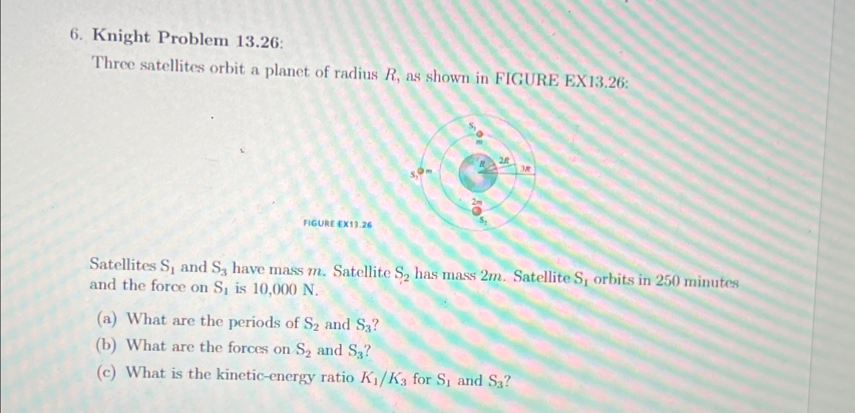 Knight Problem 13.26:Three satellites orbit a planct | Chegg.com
