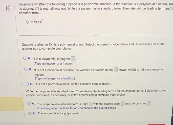 Solved Determine whether the following function is a | Chegg.com