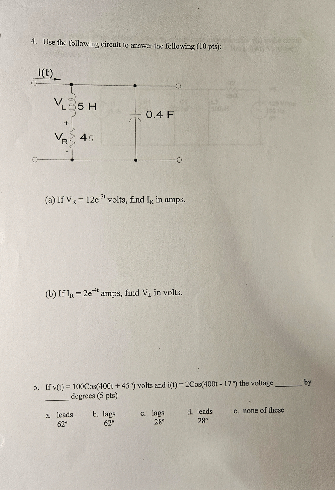 Solved Use the following circuit to answer the following | Chegg.com