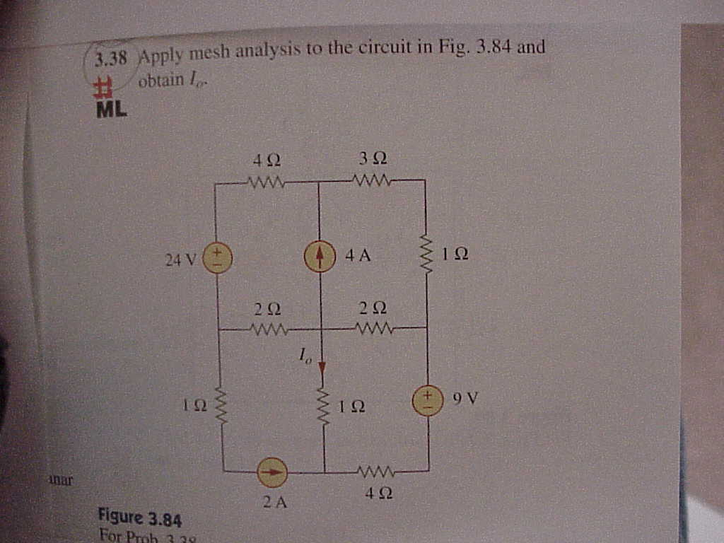 Solved Apply mesh analysis to the circuit in Fig. 3.84 and | Chegg.com