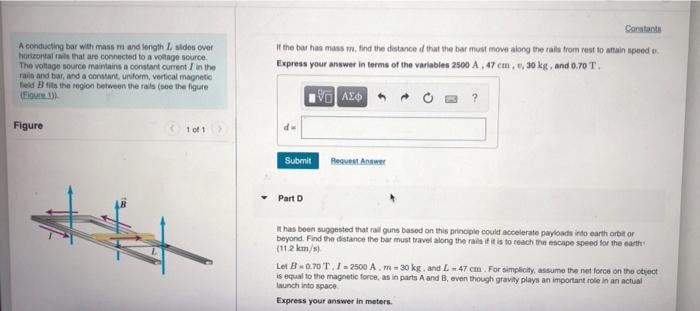Solved A conducting bar with mass m and length L slides over | Chegg.com