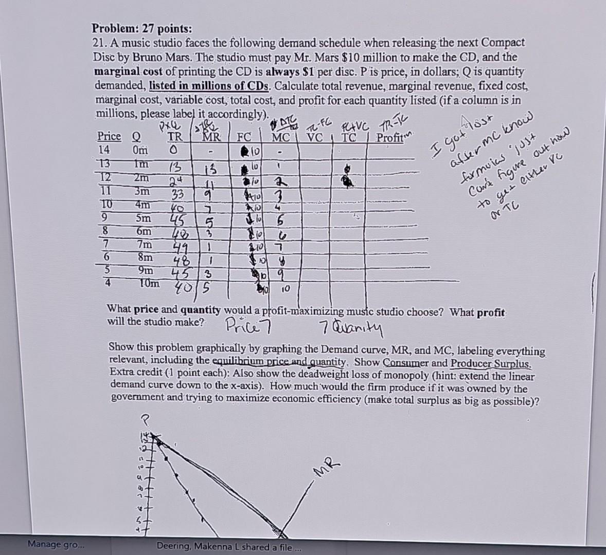 Solved Problem: 27 points: 21. A music studio faces the | Chegg.com