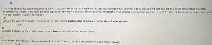 Solved You made a homemade accelerometer using a protractor, | Chegg.com
