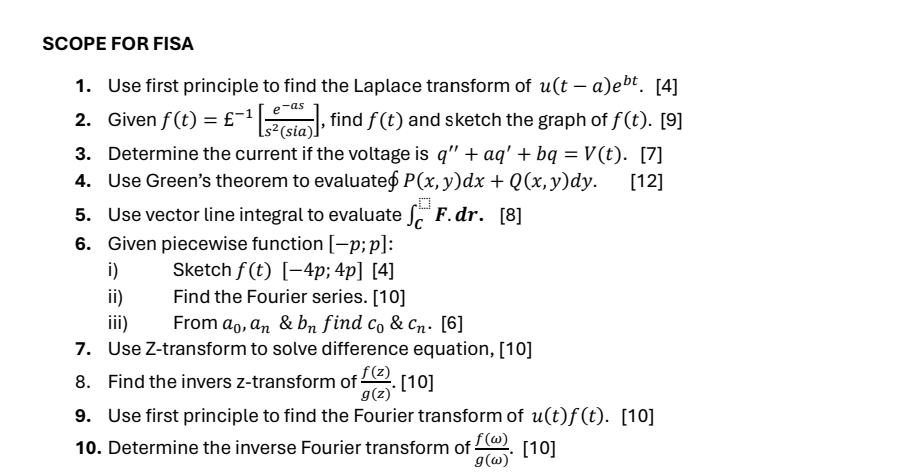 Solved SCOPE FOR FISAUse first principle to find the Laplace | Chegg.com