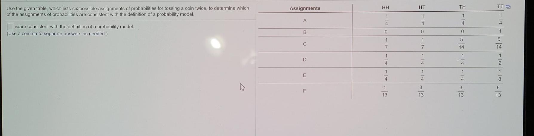 Solved HH Assignments HT TH TTO Use the given table, which | Chegg.com