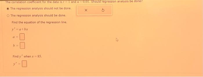 Solved correlation coefficient for the data is r=1 and | Chegg.com