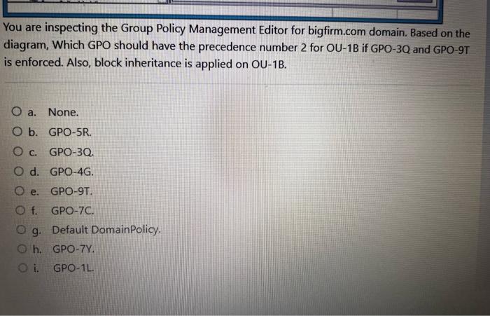 You are inspecting the Group Policy Management Editor | Chegg.com