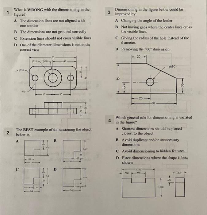 Solved 1 3 What is WRONG with the dimensioning in the | Chegg.com