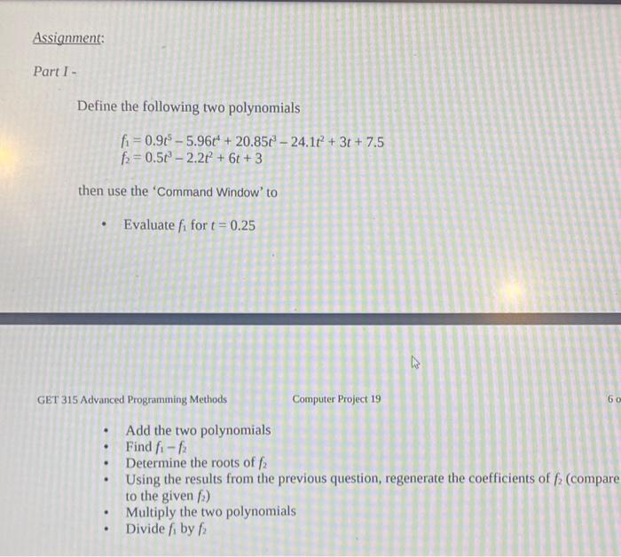 Solved Define the following two polynomials | Chegg.com