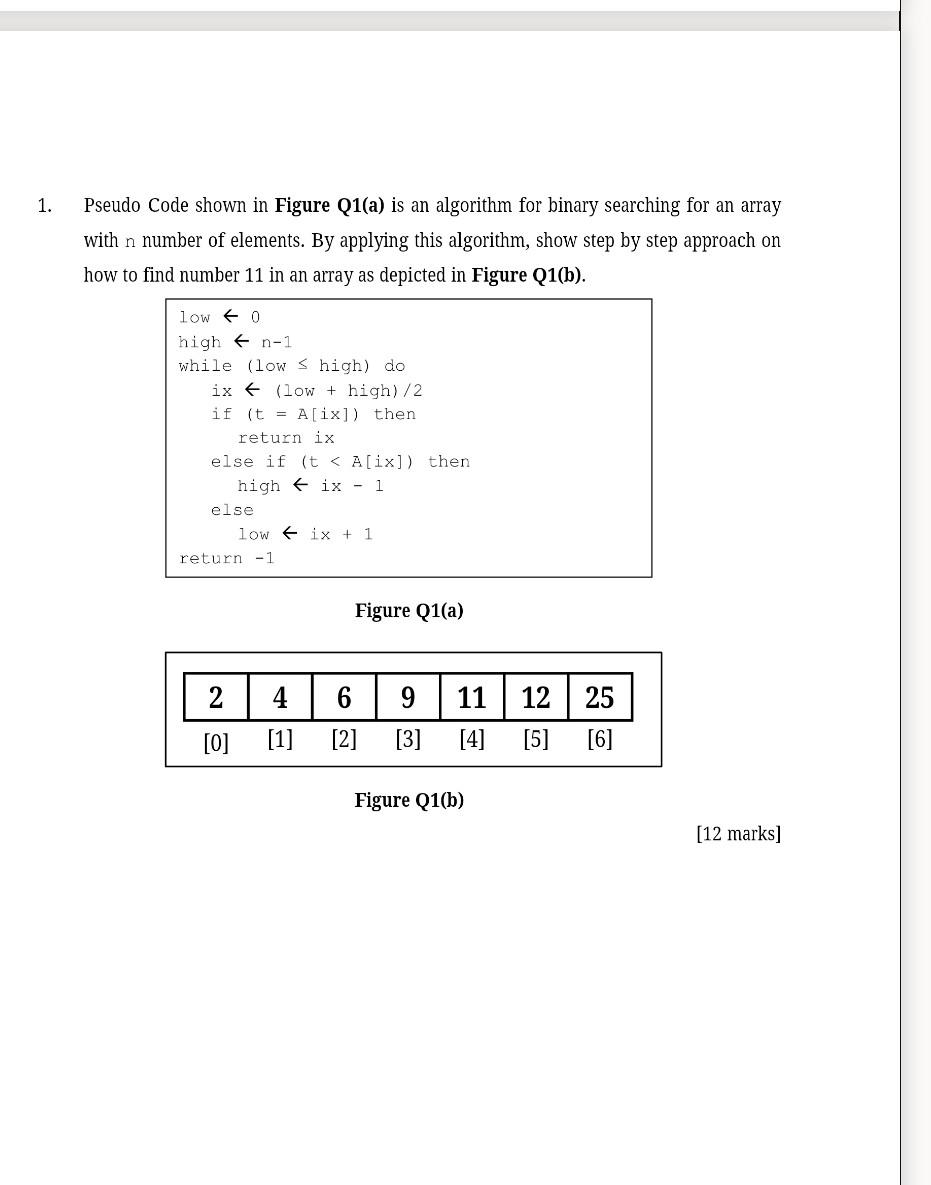 Solved 1. Pseudo Code shown in Figure Q1(a) is an algorithm | Chegg.com