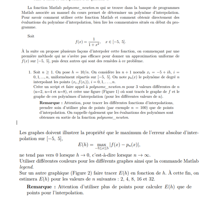 Solved Matlab on Newton interpolation in french which we | Chegg.com