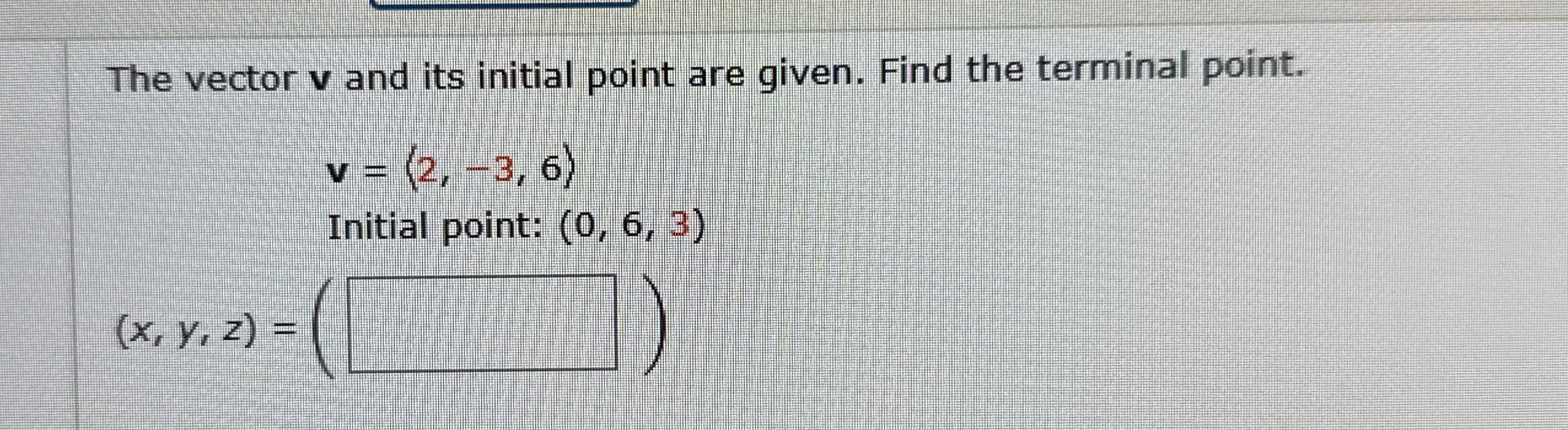 Solved The vector v ﻿and its initial point are given. Find | Chegg.com