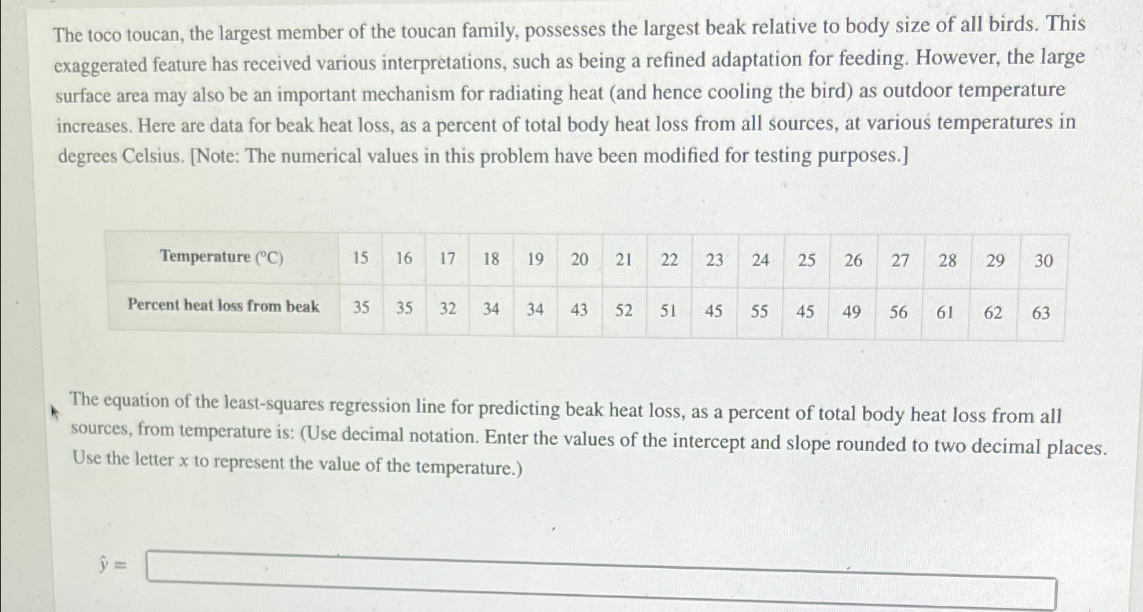 Solved The toco toucan, the largest member of the toucan | Chegg.com
