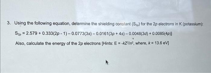 Solved 3. Using the following equation, determine the | Chegg.com