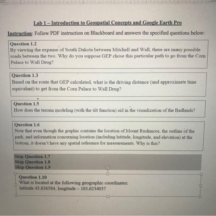 Solved Lab 1 - Introduction to Geospatial Concepts and | Chegg.com