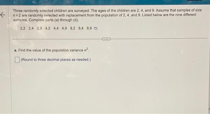 Solved Three randomly selected children are surveyed. The | Chegg.com