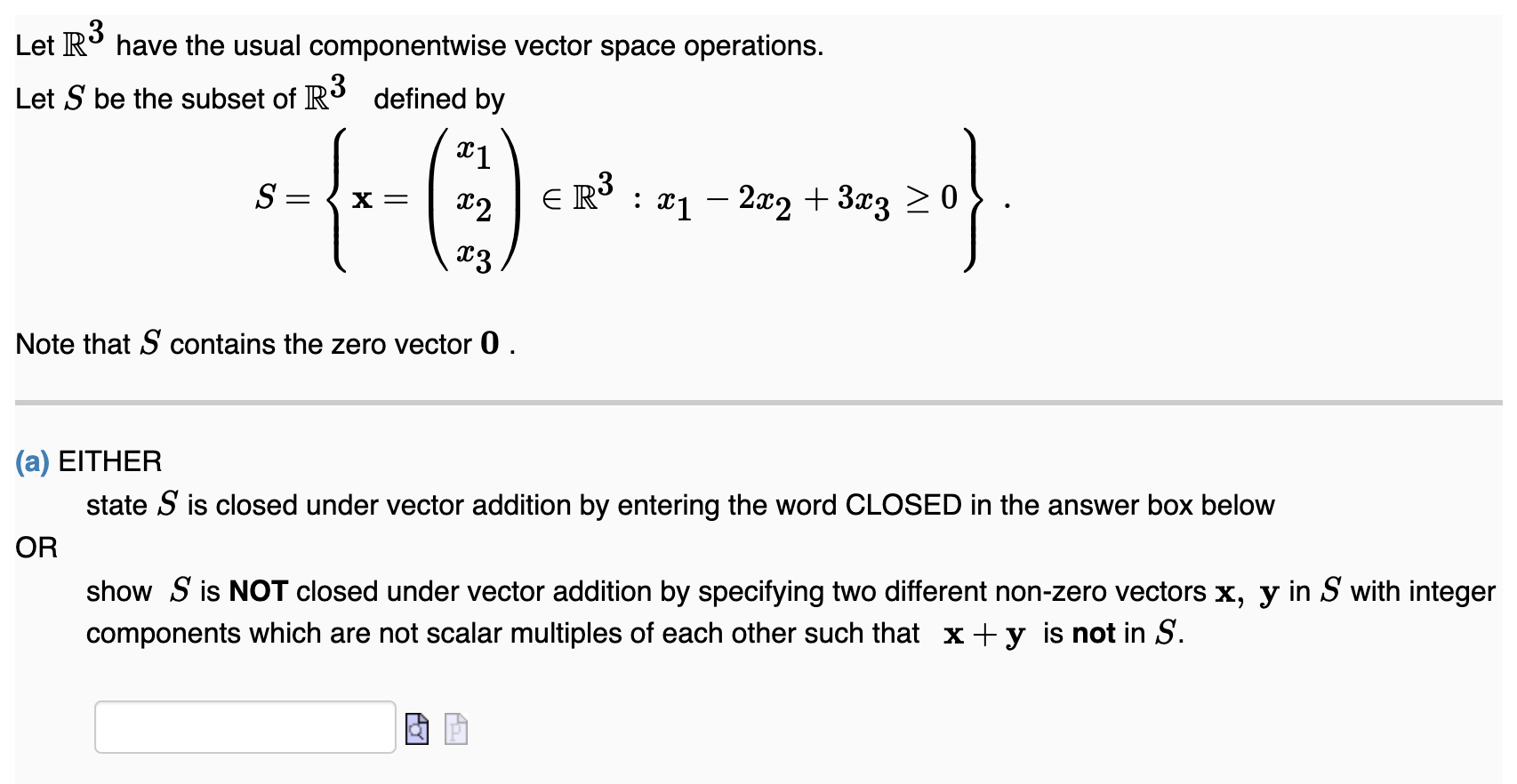 Solved Let R3 ﻿have the usual componentwise vector space | Chegg.com