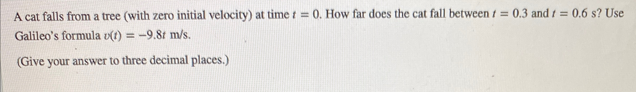 Solved A cat falls from a tree (with zero initial velocity) | Chegg.com