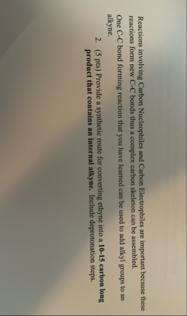 Solved Reactions involving Carbon Nucleophiles and Carbon | Chegg.com