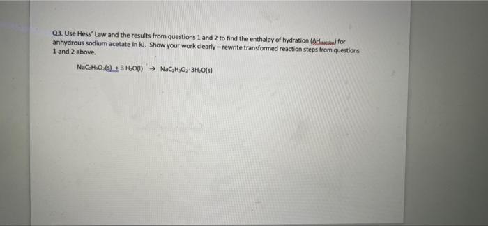 Solved Q4. Another way to calculate AH values that cannot be | Chegg.com