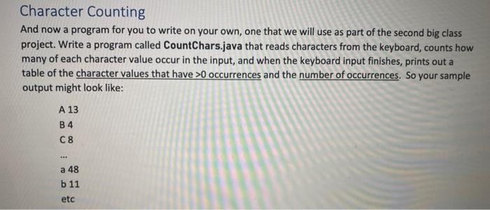 Solved Character Counting And now a program for you to write | Chegg.com