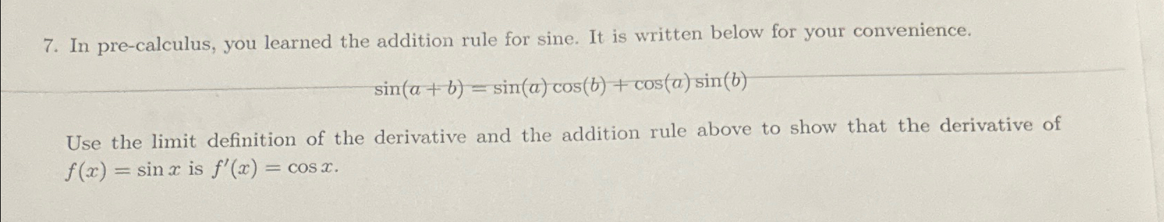 Solved In pre-calculus, you learned the addition rule for | Chegg.com
