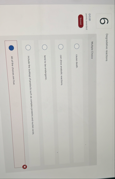 Solved 600.81 ﻿points awarded Degradative reactionsMultiple | Chegg.com