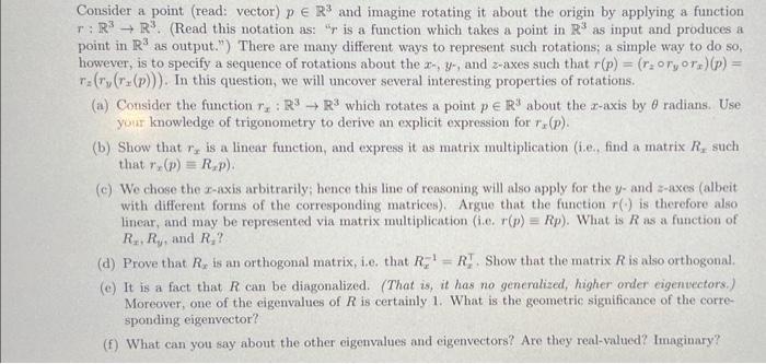 Solved Consider a point (read: vector) p∈R3 and imagine | Chegg.com