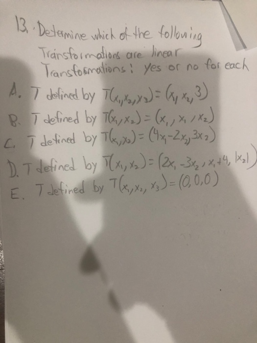 Solved 13. Determine which of the following Transformations | Chegg.com