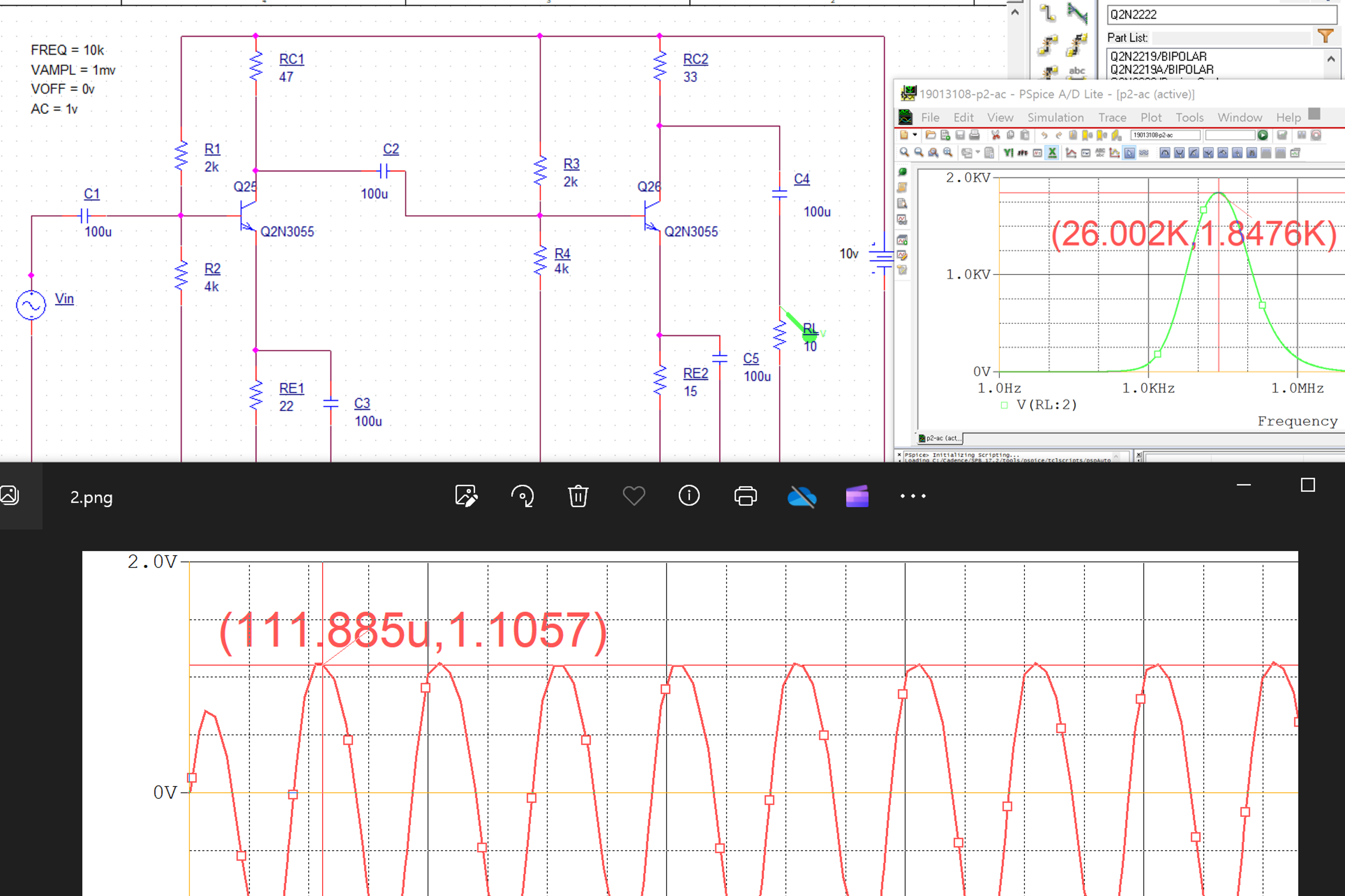 Solved When it comes to ac sweep analysis, voltage gain | Chegg.com