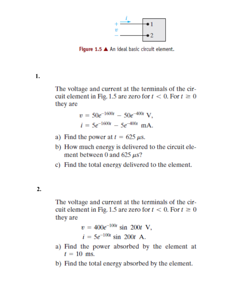 Solved Figure 1.5 Δ ﻿An ideal basic circuit element. ﻿1) | Chegg.com