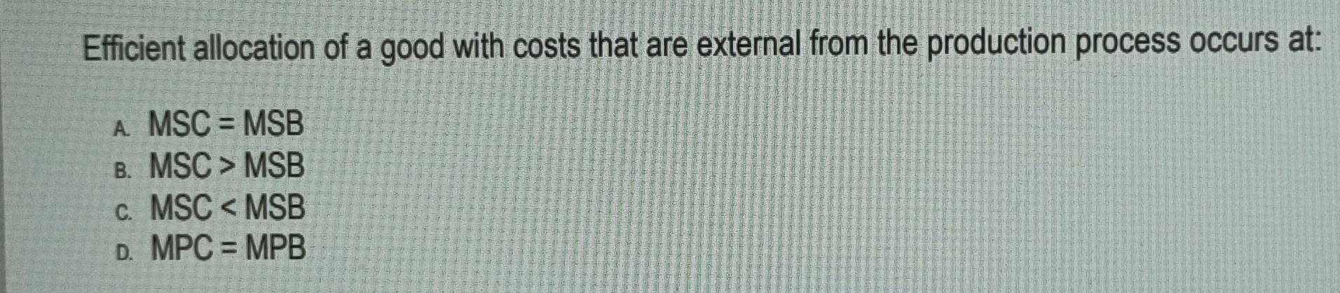 Solved Efficient allocation of a good with costs that are | Chegg.com