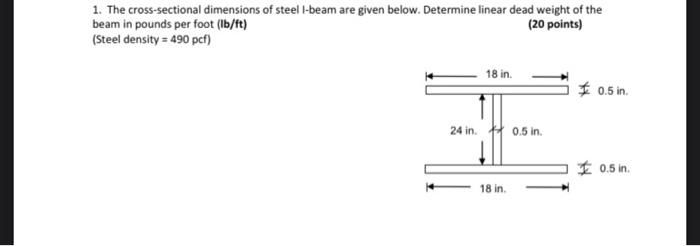 Solved 1. The cross-sectional dimensions of steel I-beam are | Chegg.com