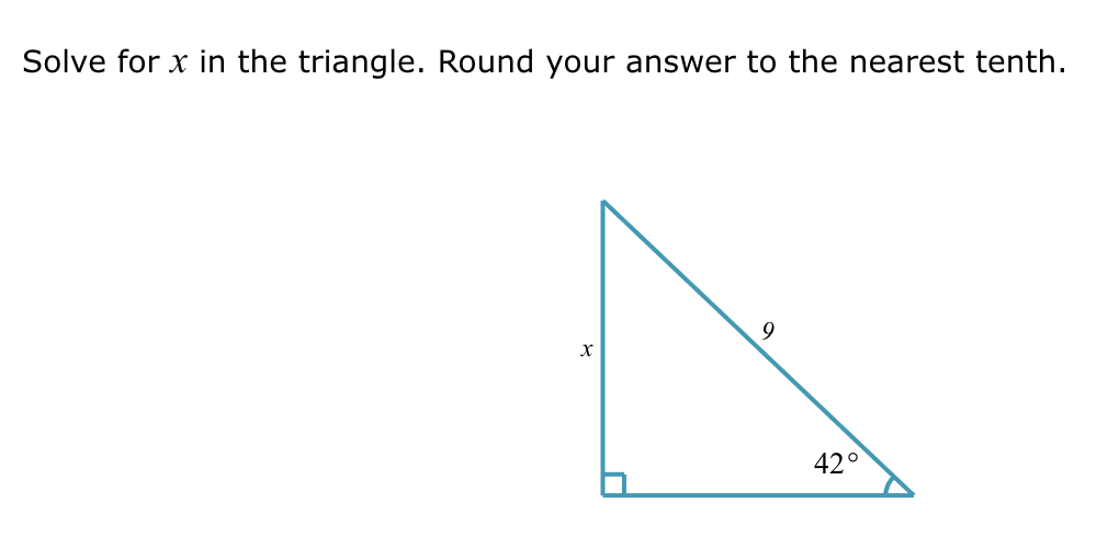 Solved Solve for \( ﻿x \) ﻿in the triangle. Round your | Chegg.com