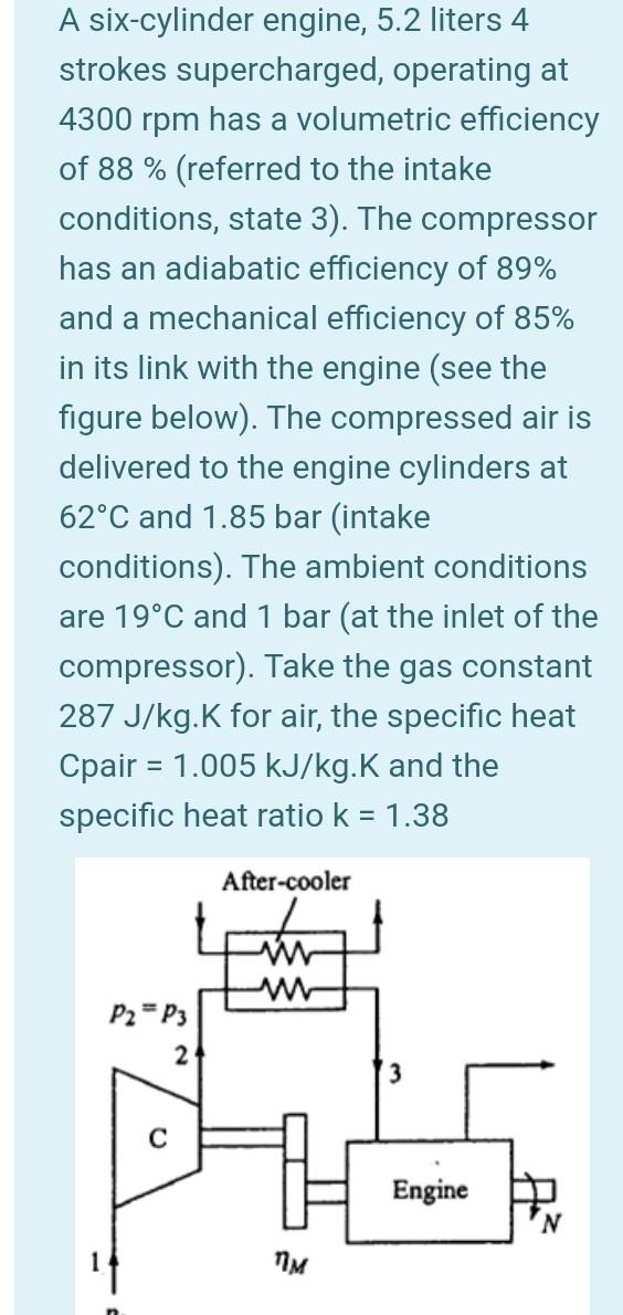 Solved A six-cylinder engine, 5.2 liters 4 strokes | Chegg.com