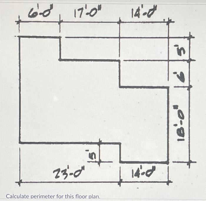 Solved Calculate perimeter for this floor plan. | Chegg.com