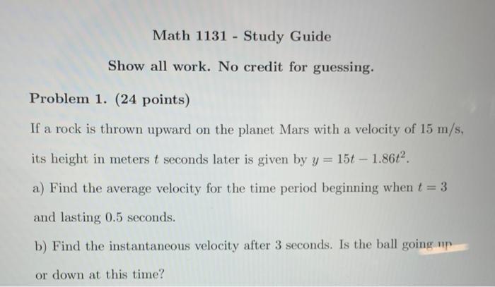 Solved Problem 1. (24 points) If a rock is thrown upward on | Chegg.com Solved Problem 1. (24 points) If a rock is thrown upward on | Chegg.com