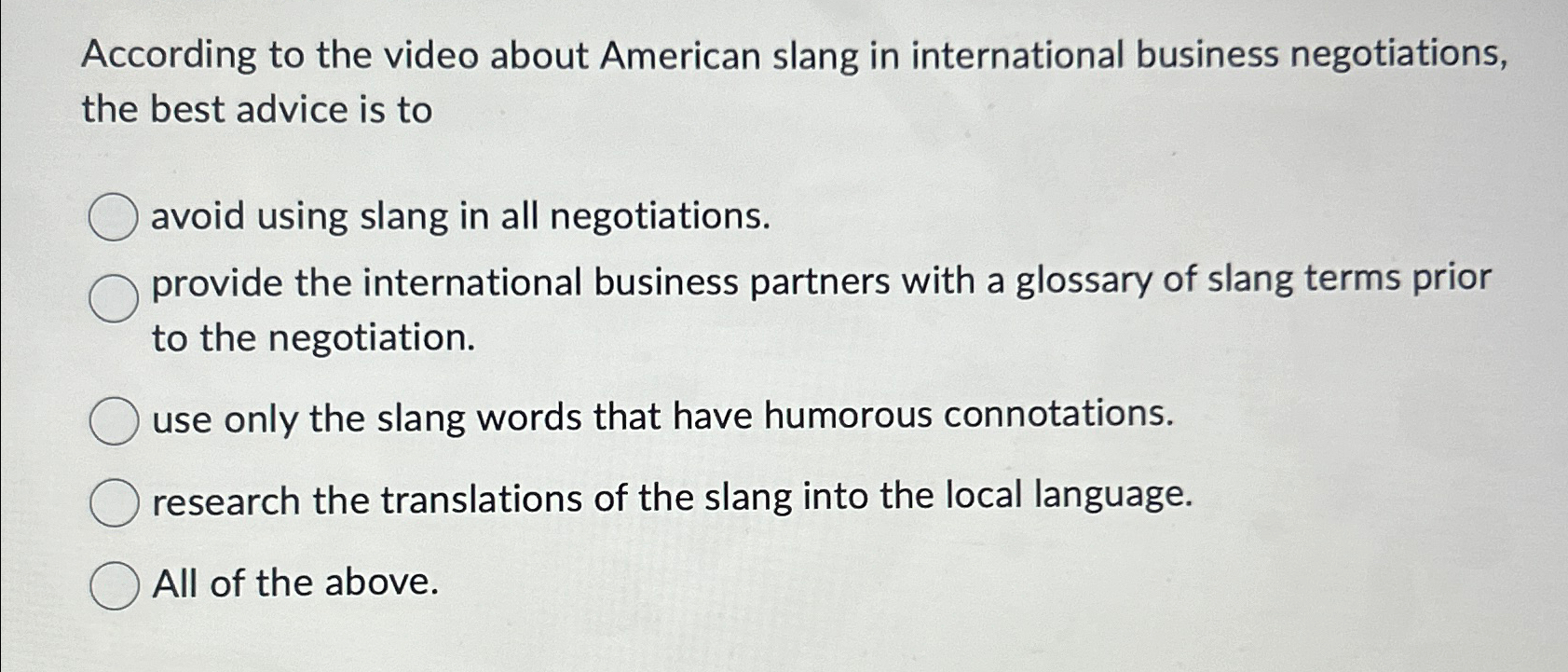 Solved According to the video about American slang in | Chegg.com