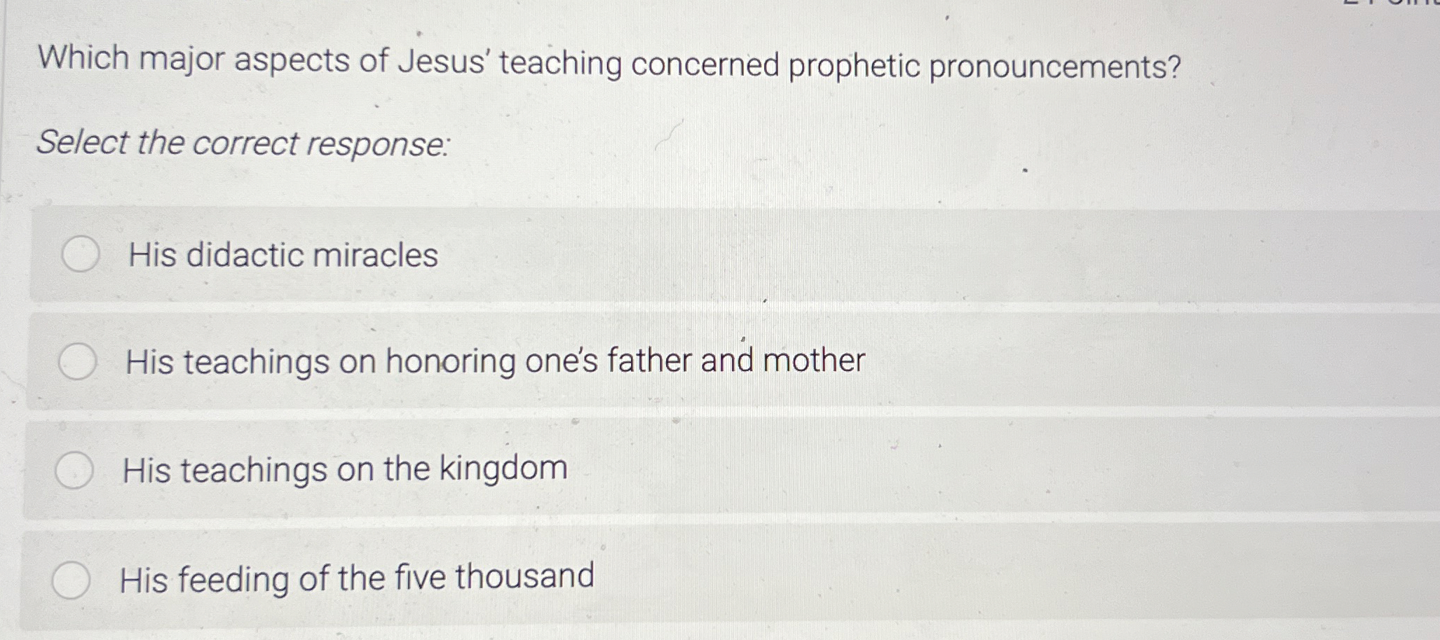 Solved Which major aspects of Jesus' teaching concerned | Chegg.com