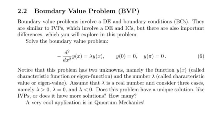 Solved 2.2 Boundary Value Problem (BVP) Boundary value | Chegg.com