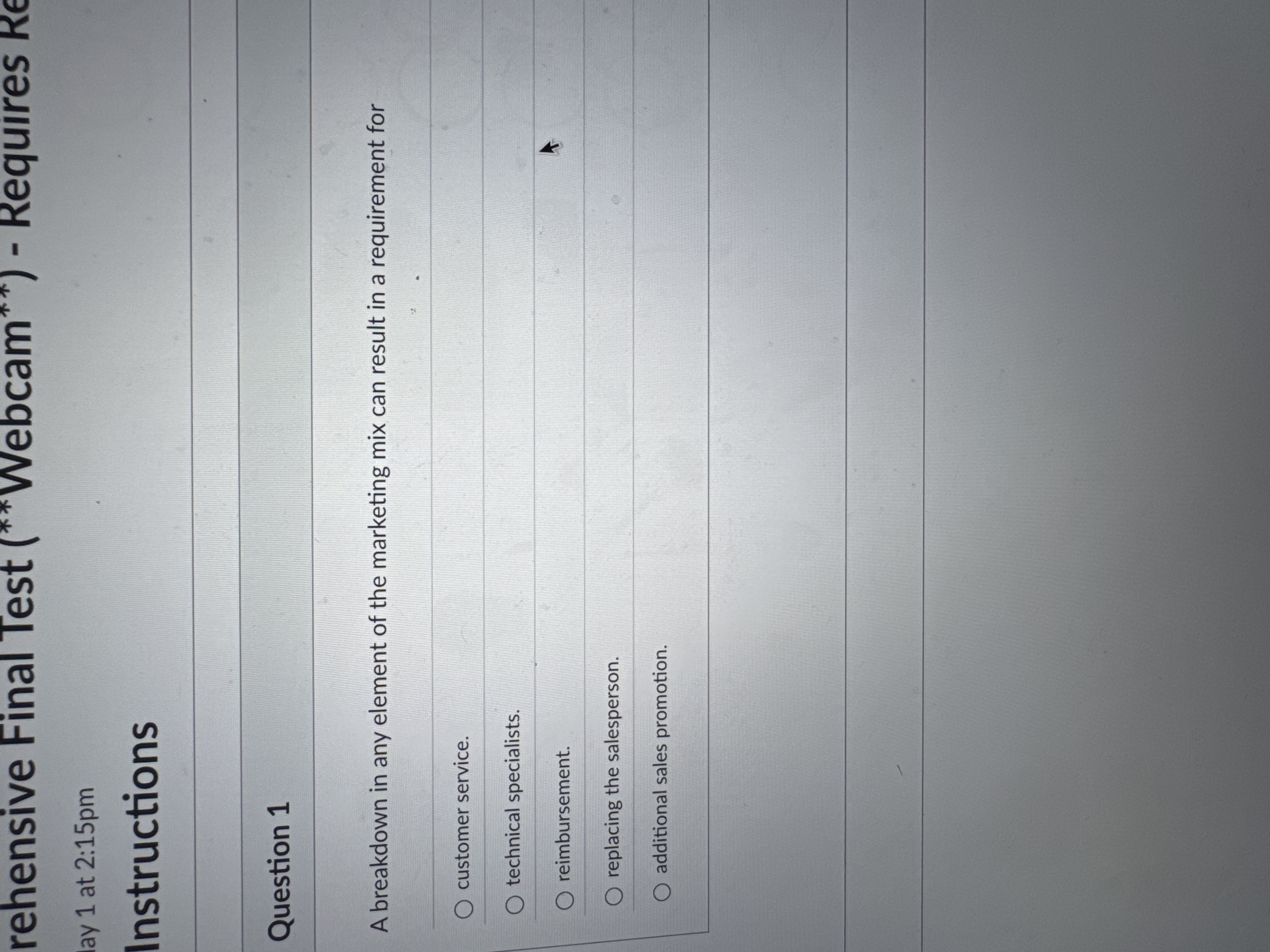 Solved Question 1A breakdown in any element of the marketing | Chegg.com