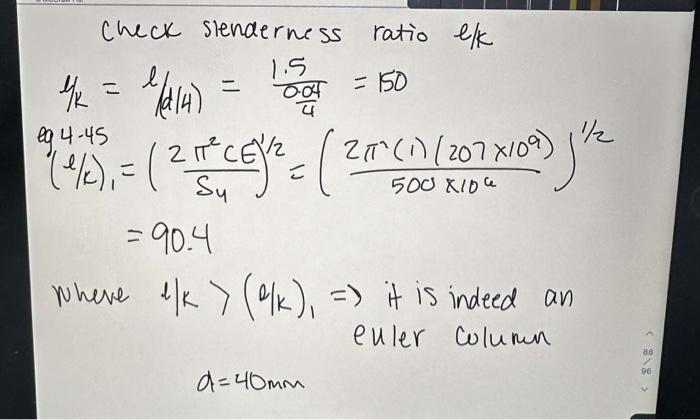 Solved Repeat Example 10 with l=375 mm. (Hint: If the column | Chegg.com