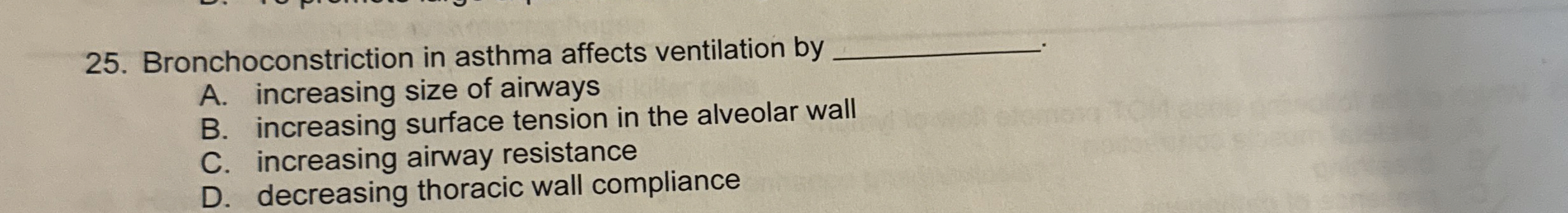 Solved Bronchoconstriction in asthma affects ventilation | Chegg.com