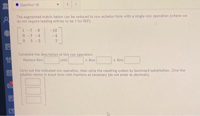 Solved The augmented matrix below can be reduced to | Chegg.com