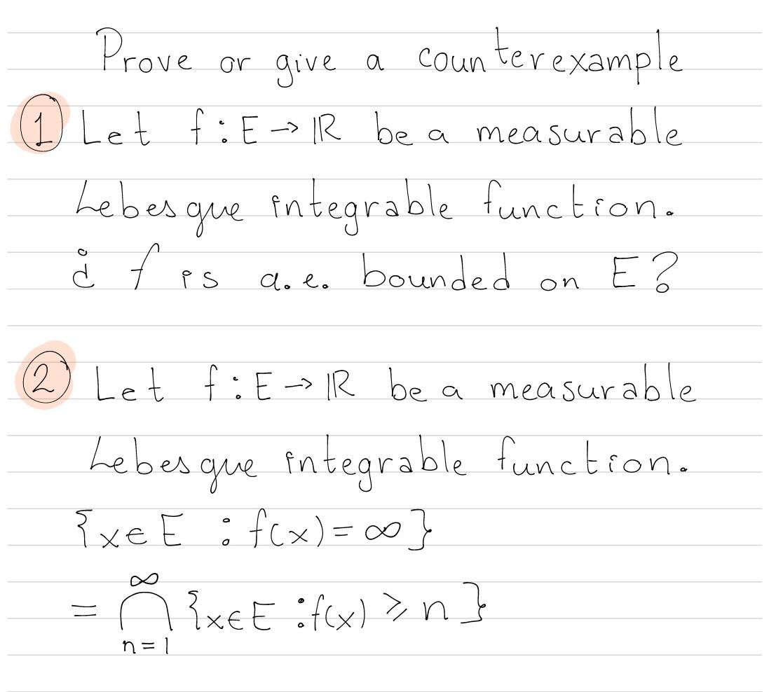 Solved Prove or give a counterexample 1) Let f: E -> 1R be a | Chegg.com