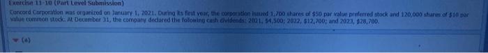 Solved Exercise 11-10 (Part Level Submission) Concord | Chegg.com