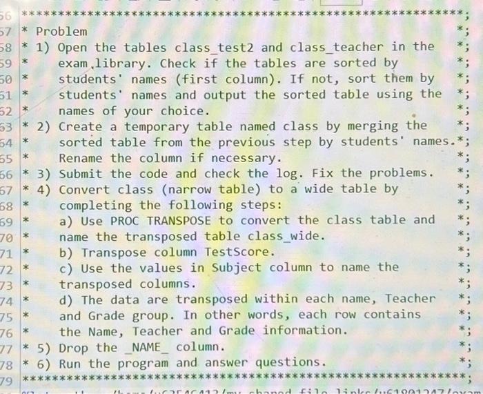 * Problem * 1) Open the tables class_test2 and | Chegg.com