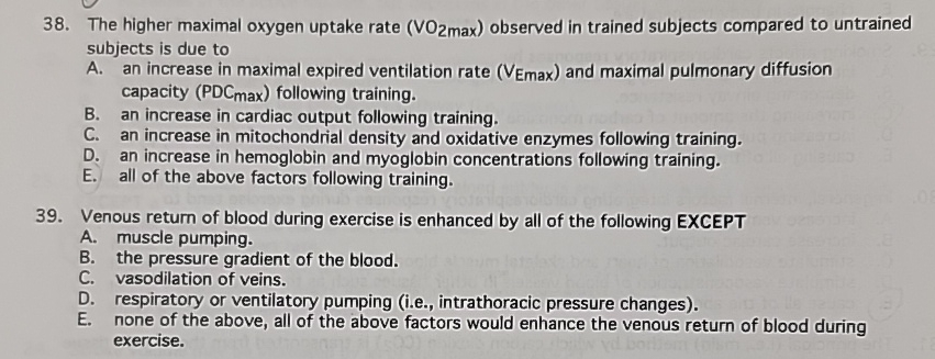 Solved The higher maximal oxygen uptake rate (VO2 max ) | Chegg.com