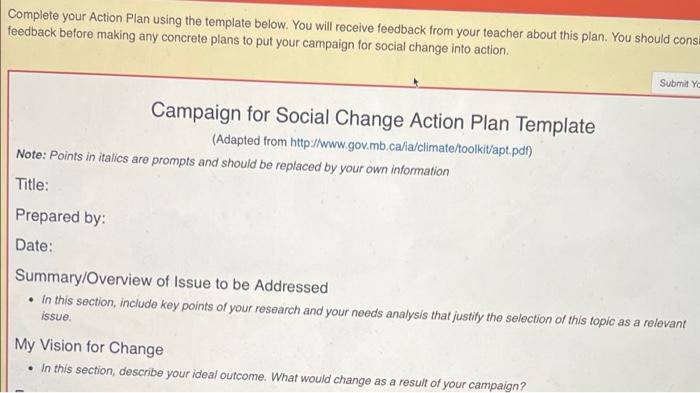 Complete your Action Plan using the template below. | Chegg.com