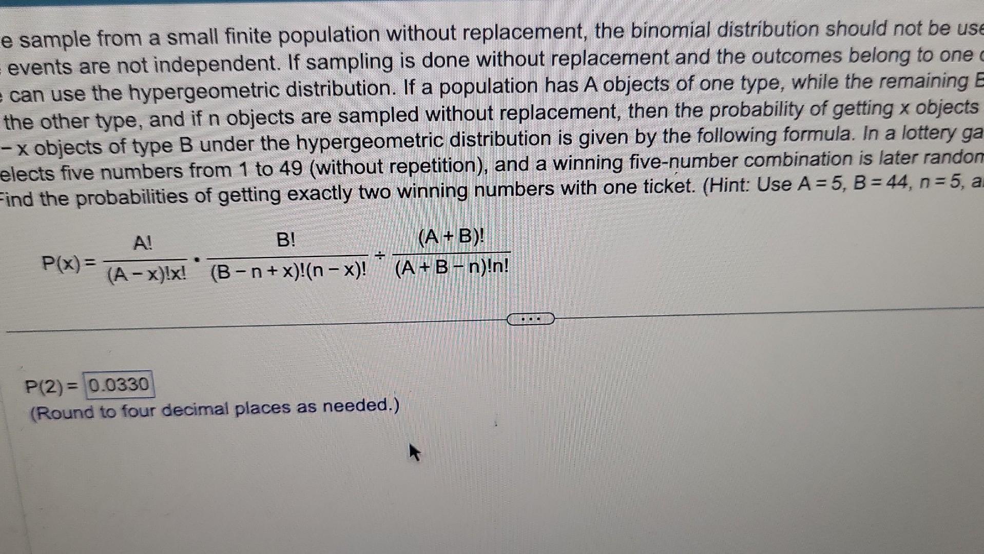 Solved e sample from a small finite population without | Chegg.com